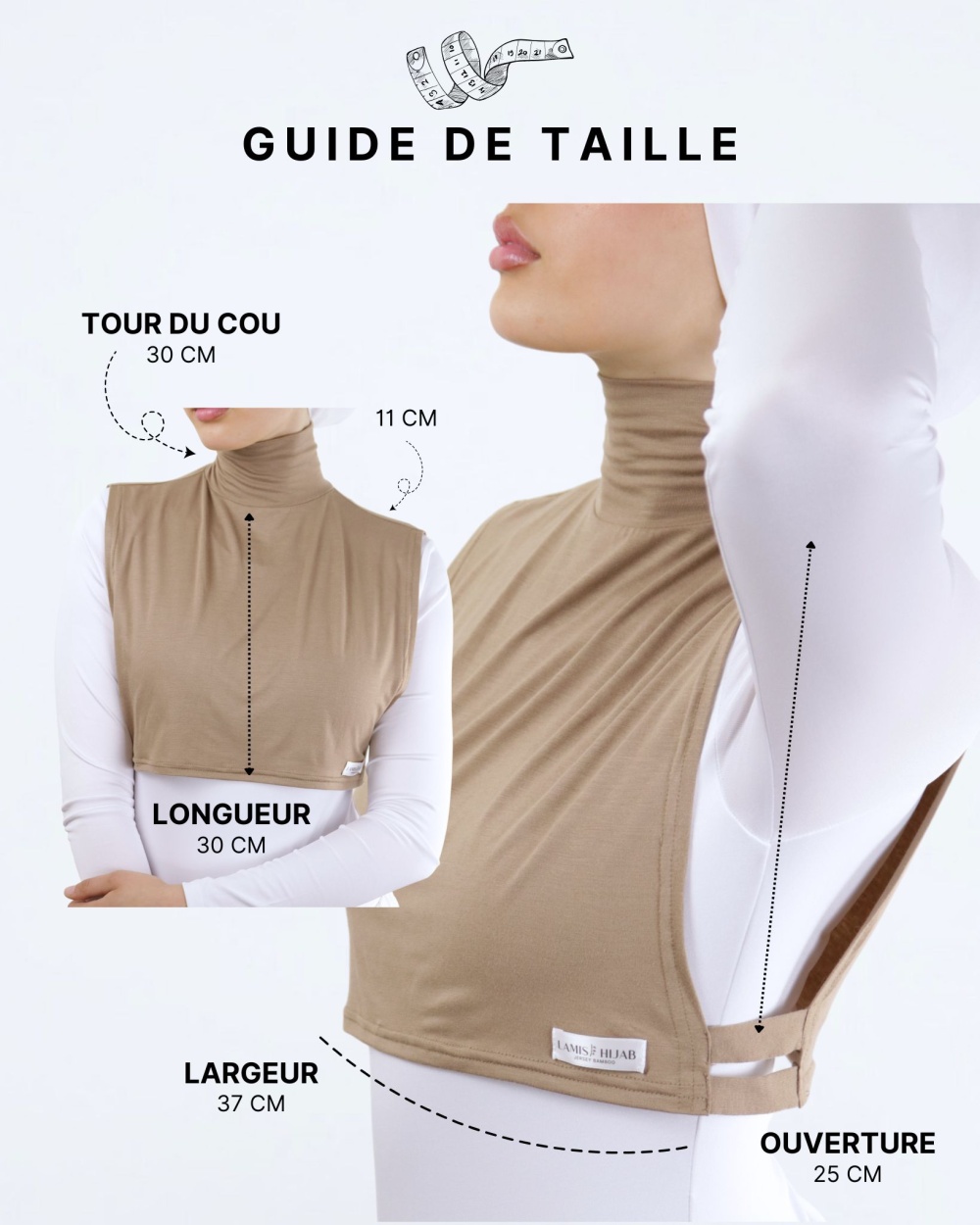 Faux Col Premium en fibres de bambou - LAMISHIJAB® Création