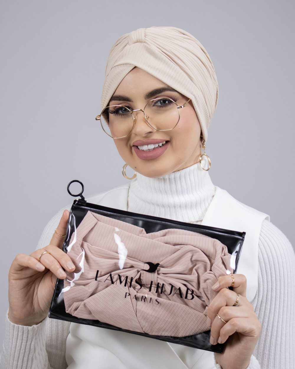 Turban à enfiler côtelé en jersey premium LAMISHIJAB® CRÉATION
